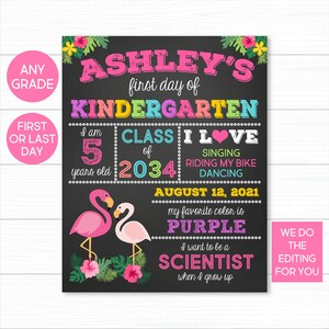 First Day of School Sign, Flamingo First Day of School Sign, Girl First ...