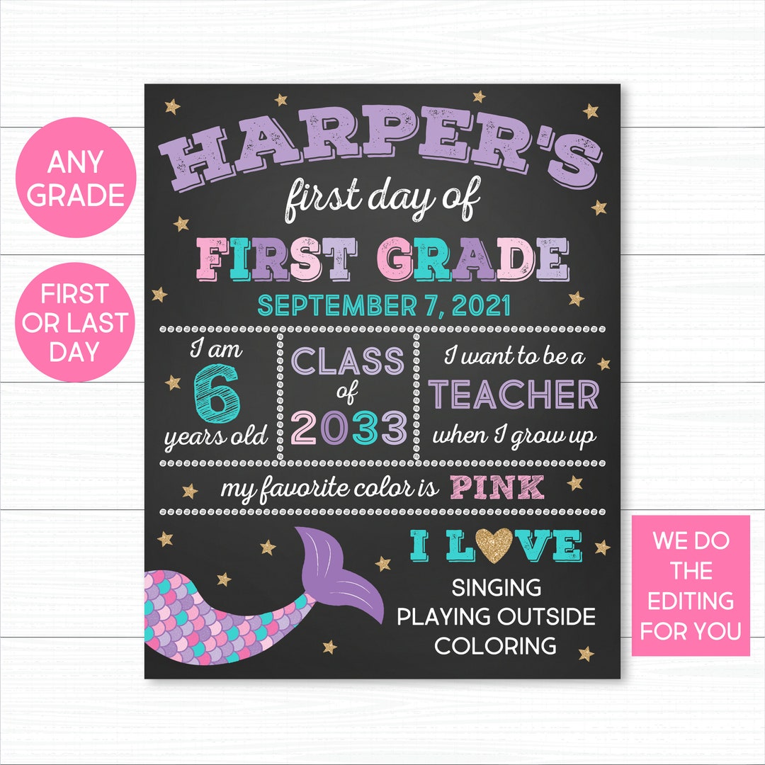 Mermaid First Day of School Sign, Back to School Sign, First Day of ...