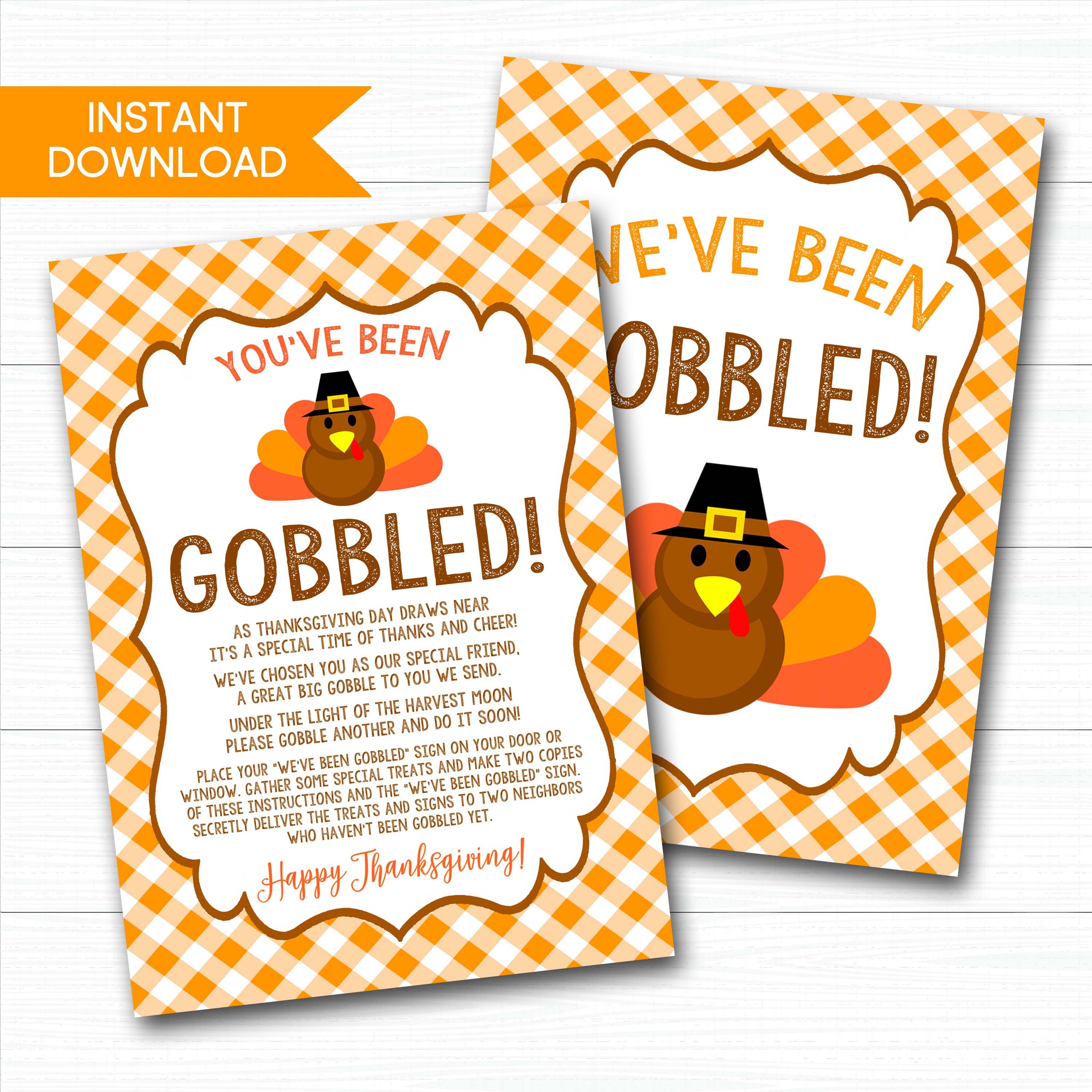 PRINTABLE You've Been Gobbled Game, Thanksgiving Game, You've Been ...