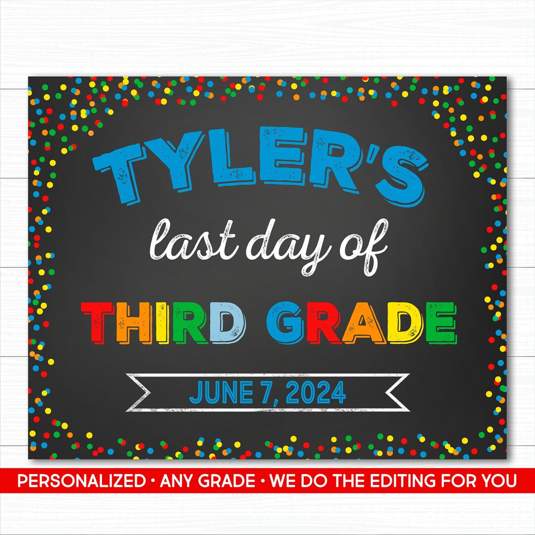 Rainbow Last Day of School Sign: Printable Chalkboard Prop ...