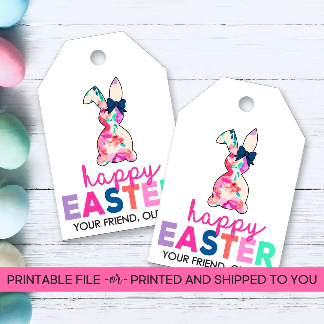 Easter Tags, Printable Easter Tags, Easter Bunny Tags, Floral Bunny ...
