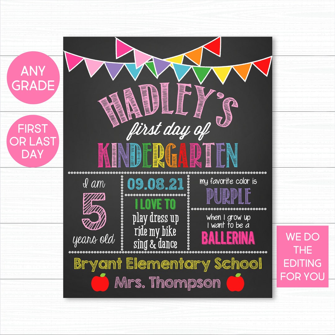 Rainbow First Day of School Sign: Printable Chalkboard (digital ...