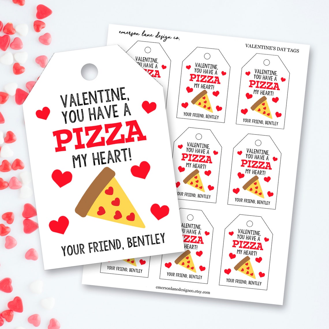 Pizza Valentine's Day Tag, Pizza Valentine's Card, Pizza Tags, Pizza My ...