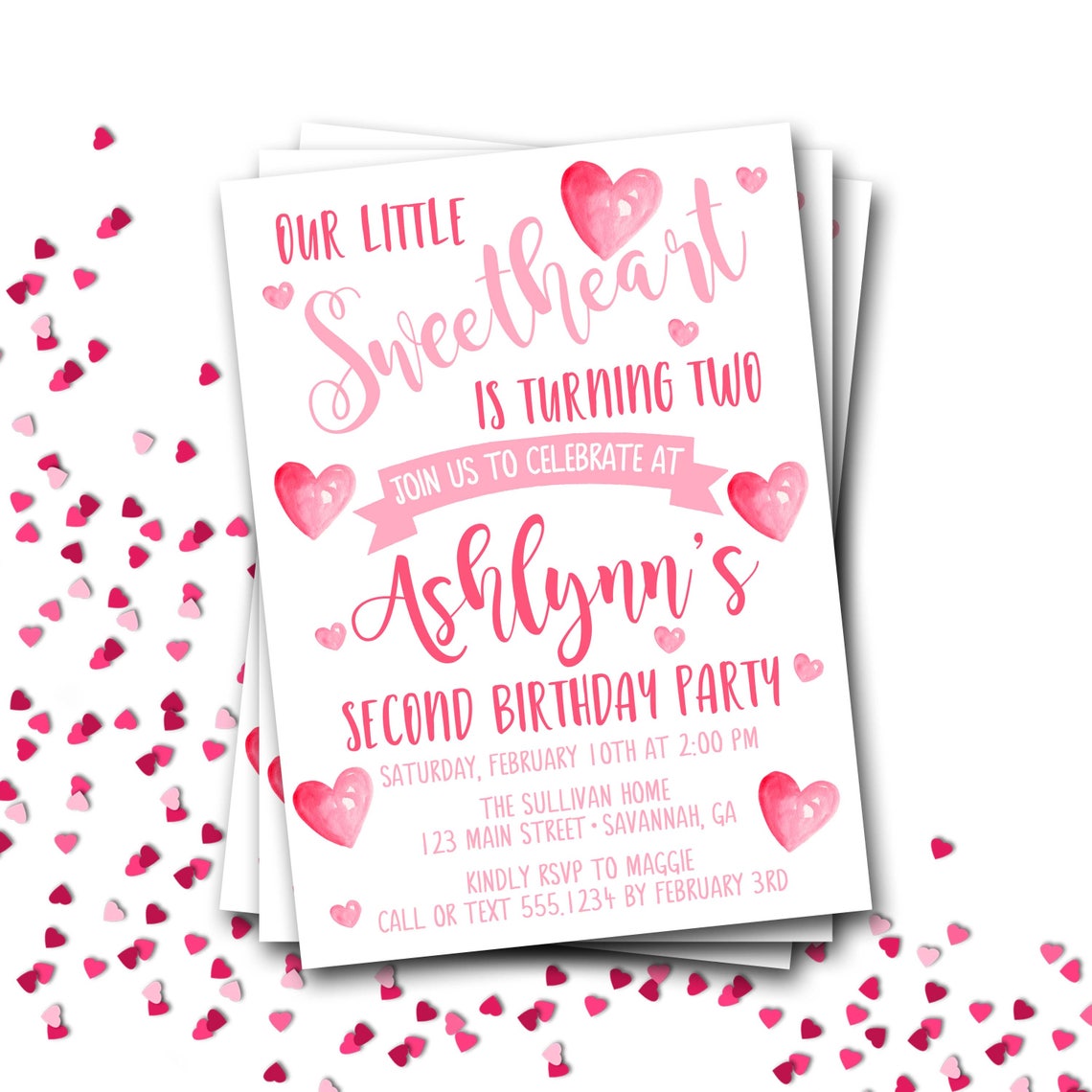 Sweetheart Birthday Invitation Valentine Invitation Heart | Etsy