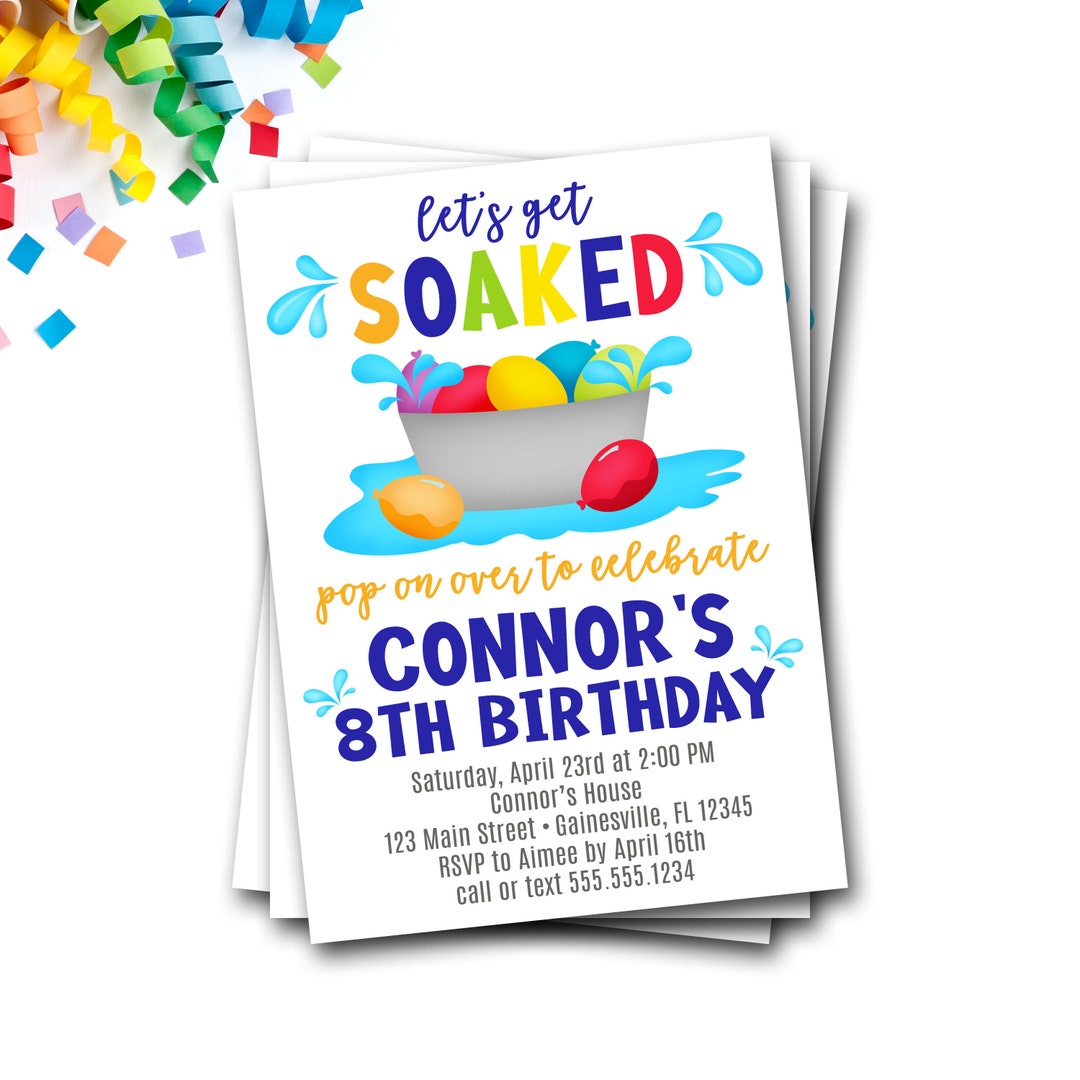 Water Balloon Birthday Party Invitation: Summer Pool Party (digital or ...