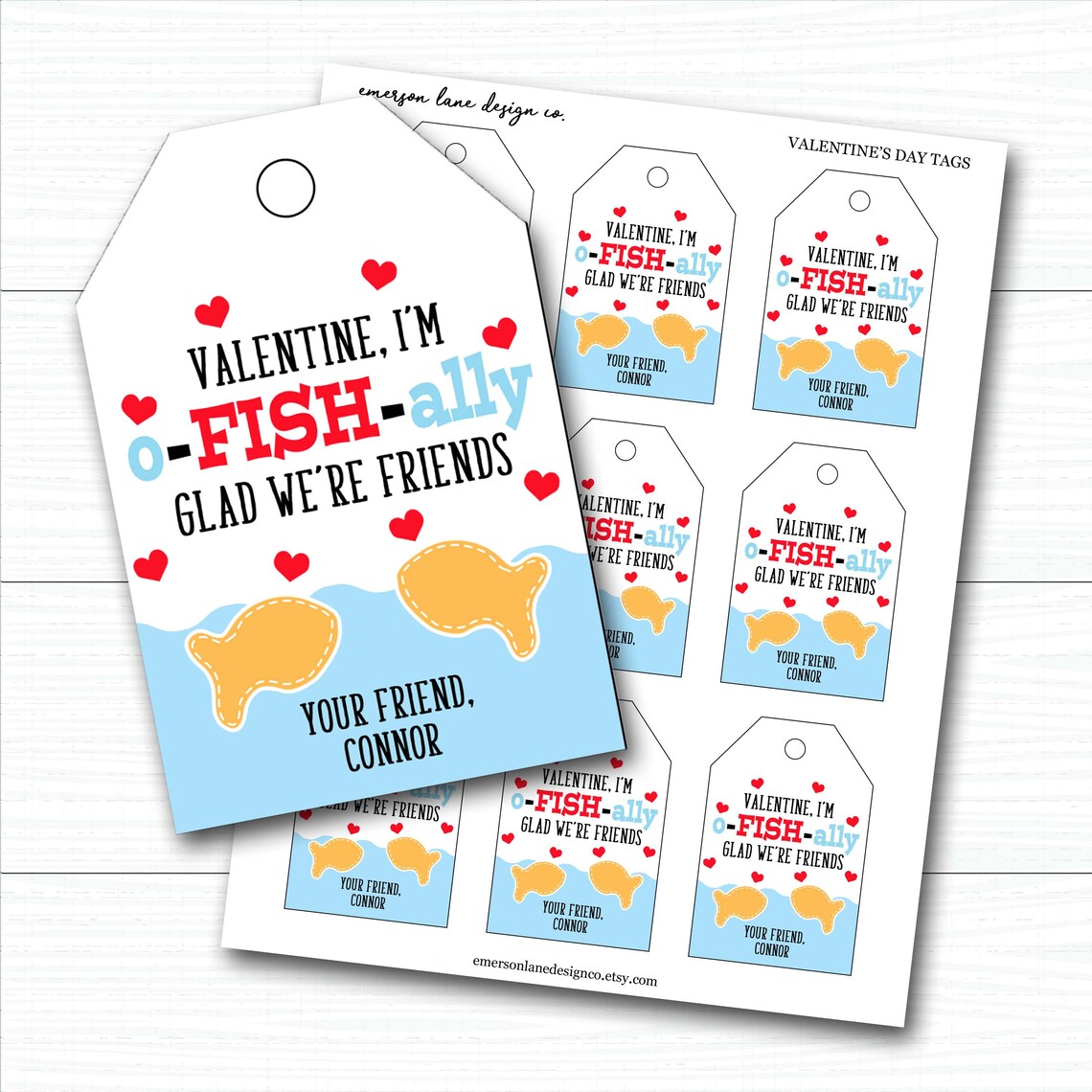 Fish Valentine's Day Tag Goldfish Valentine's Tag | Etsy