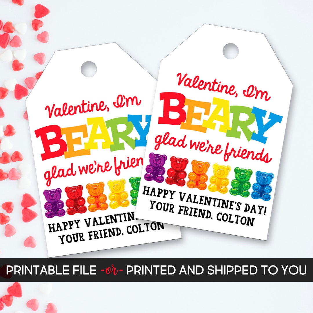 Valentine's Day Tag, Gummy Bear Valentine's Tag, Bear Valentine Tag ...