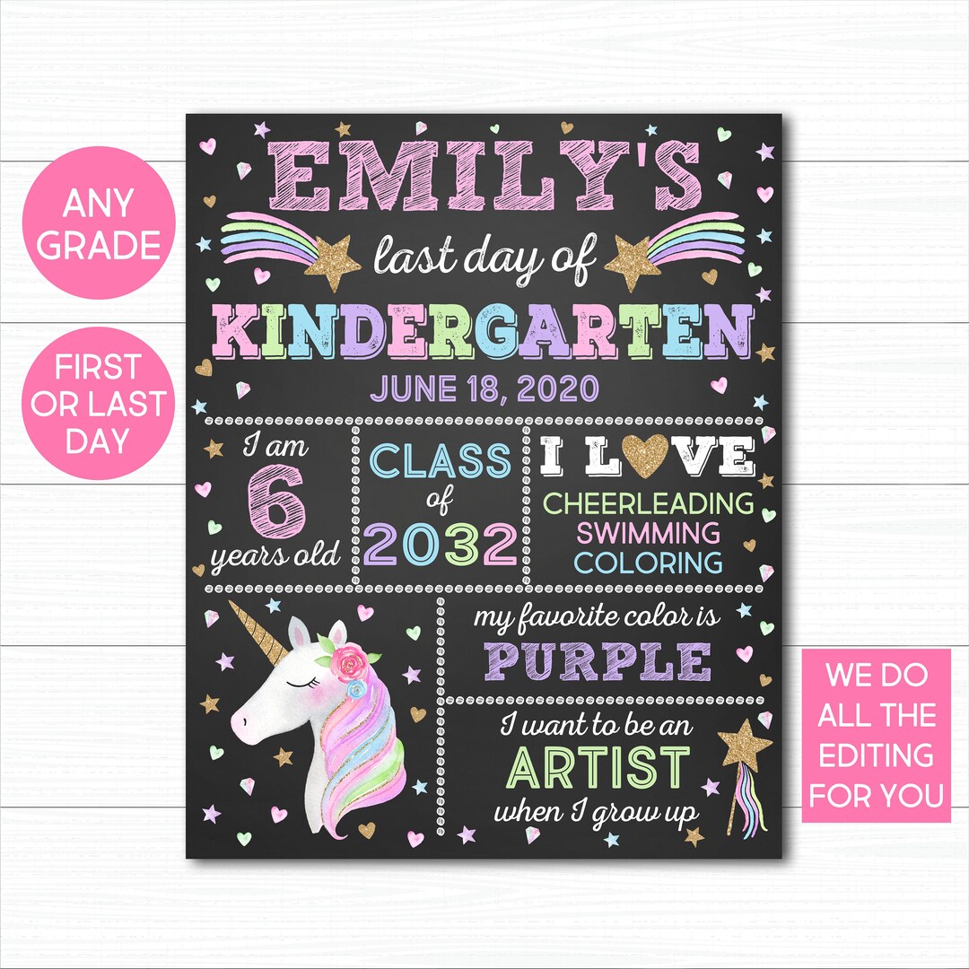 Last Day of School Sign PRINTABLE, Unicorn Last Day of School Sign ...