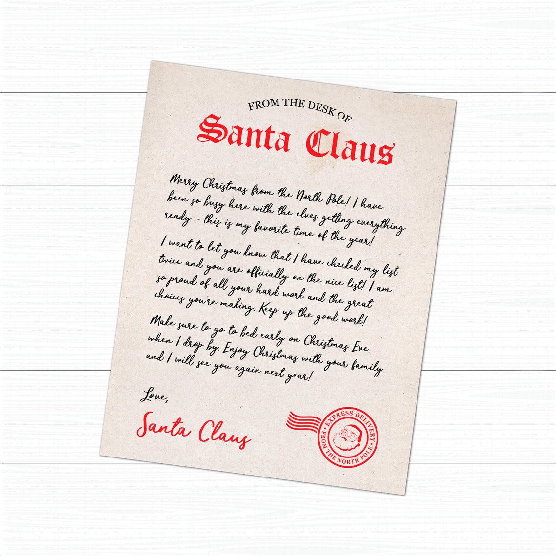 PRINTABLE Santa Letter and Nice List Certificate Instant | Etsy
