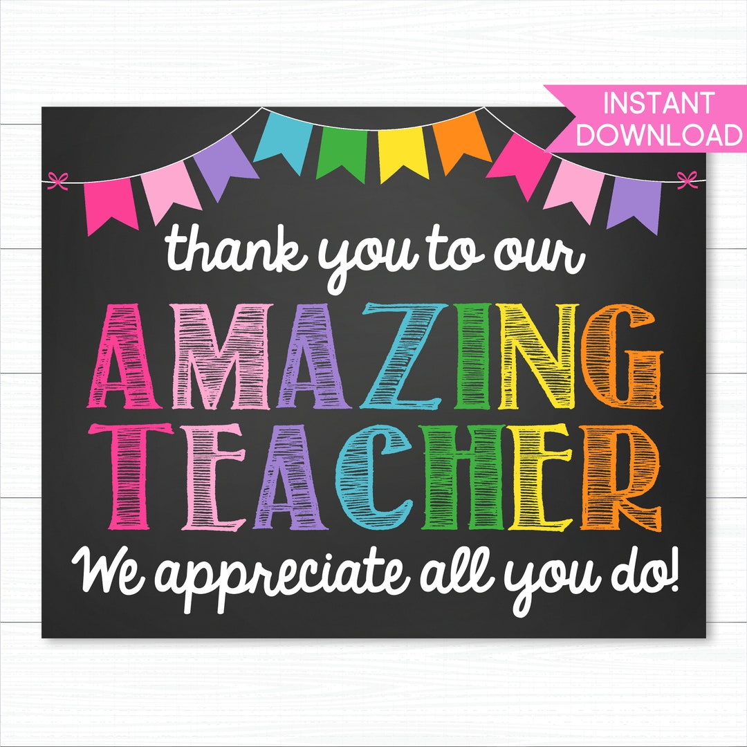 Teacher Appreciation Sign, Virtual Teacher Appreciation, Personalized ...