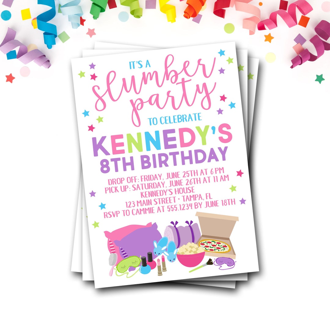 Slumber Party Birthday Invitation, Slumber Party Birthday, Sleepover ...