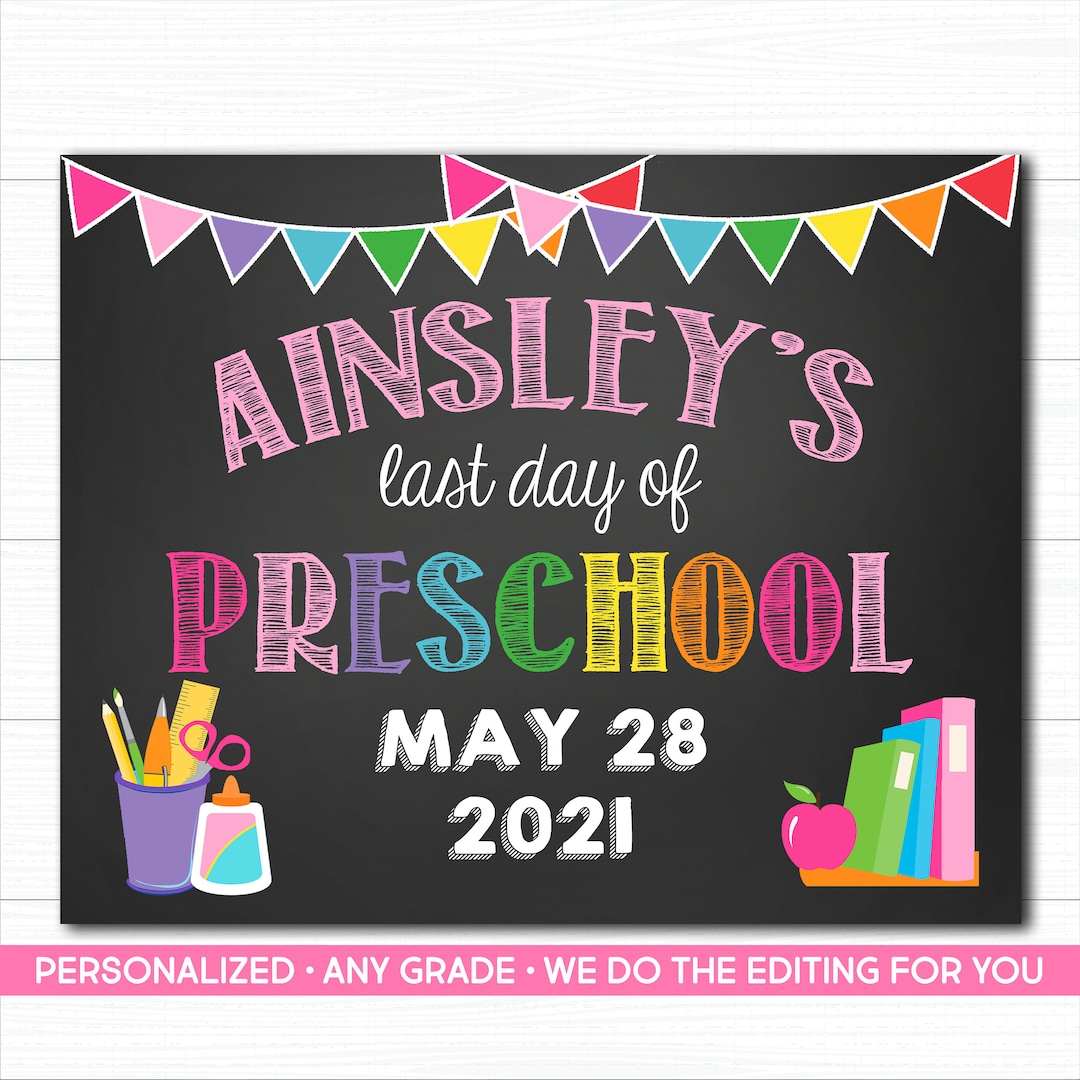 Last Day of School Sign PRINTABLE, Rainbow Last Day of School Sign ...