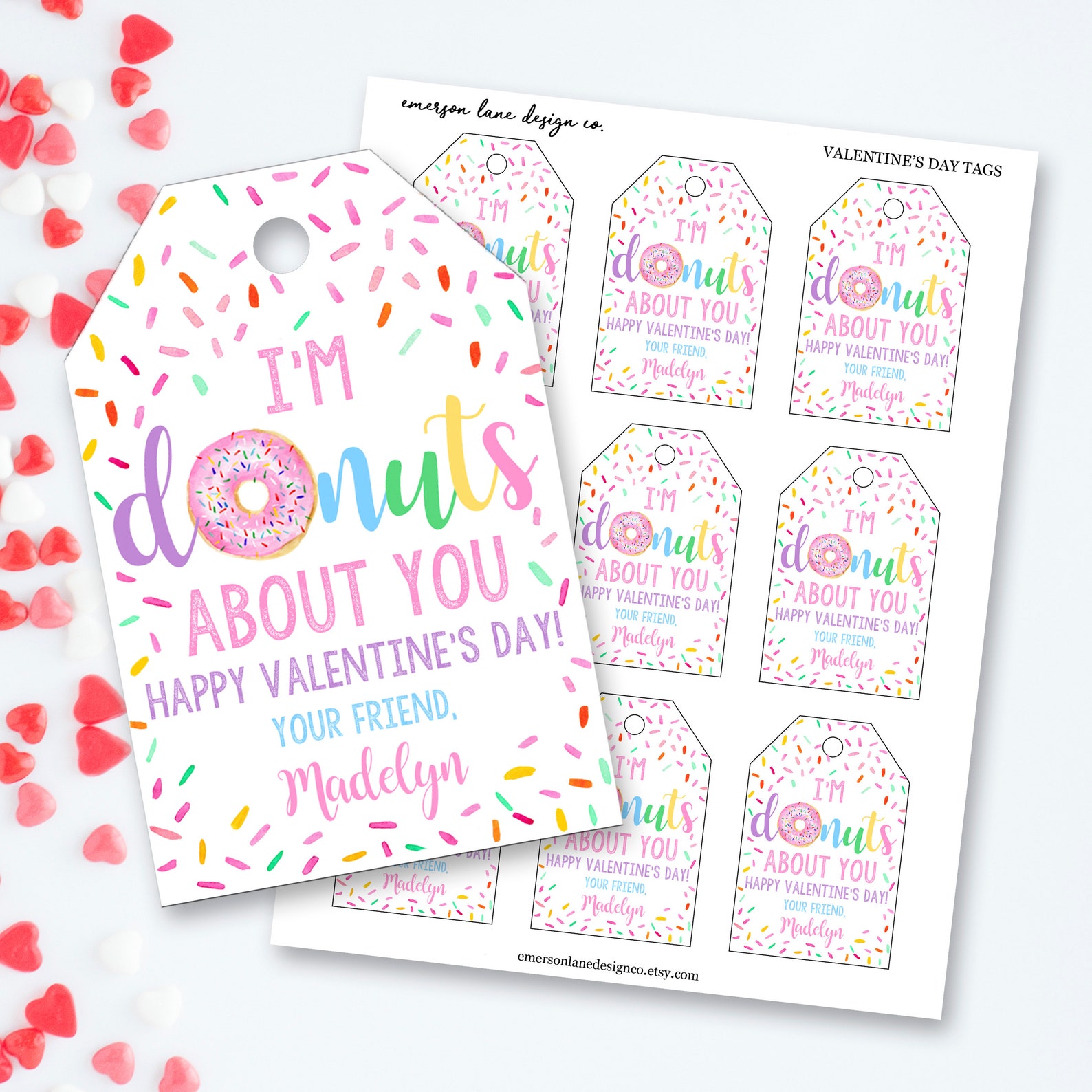 Donut Valentine's Day Tag Donut Valentine's Tag - Etsy