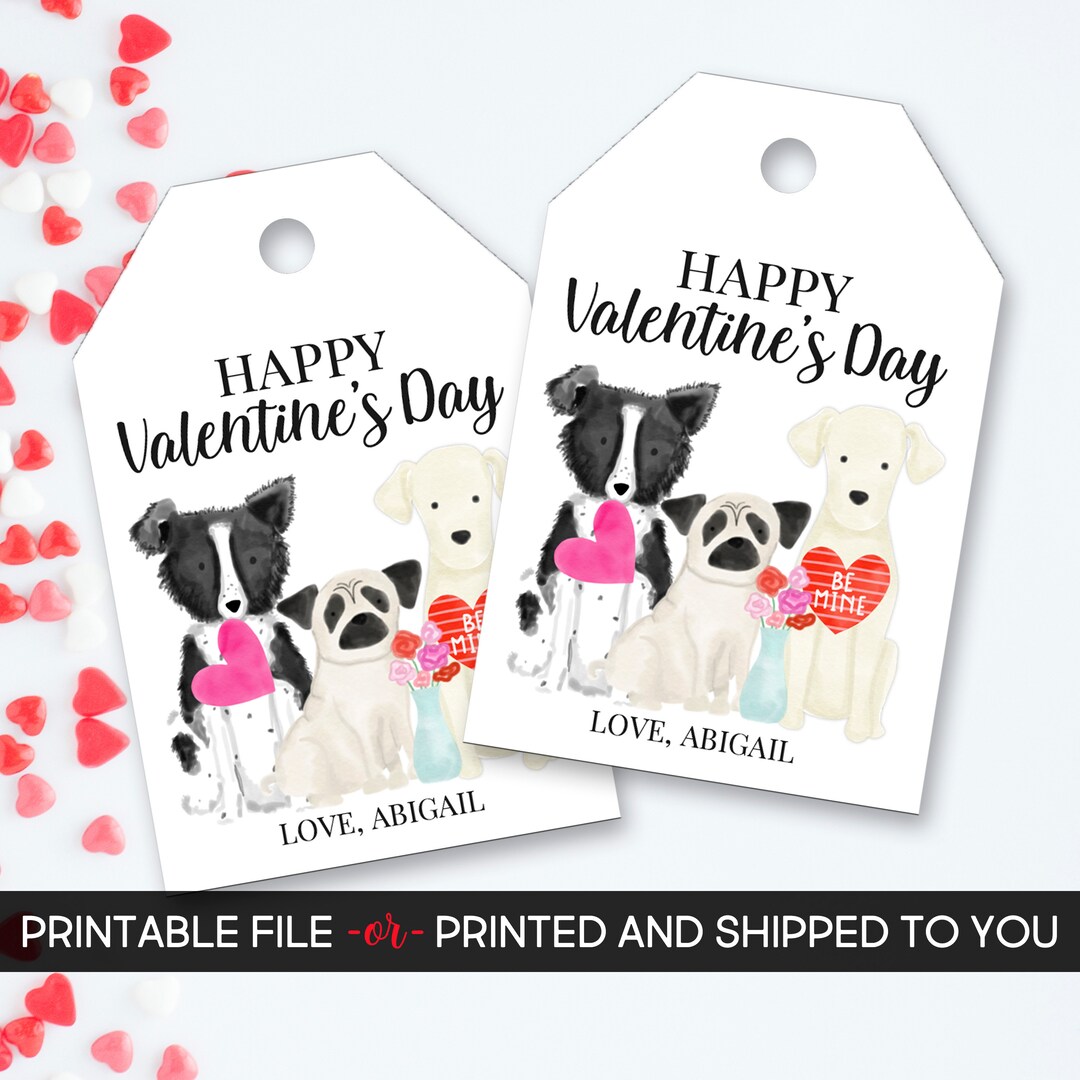 Valentine's Day Tag, Dog Valentines Tag, Puppy Valentine, Animal ...