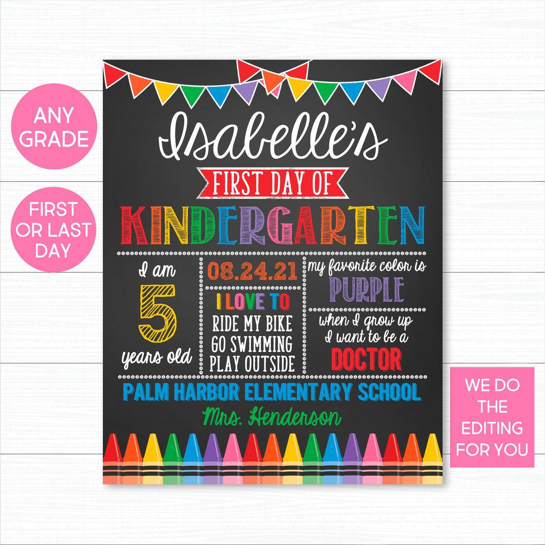 First Day of School Sign, Crayon First Day of School Sign, First Day of ...