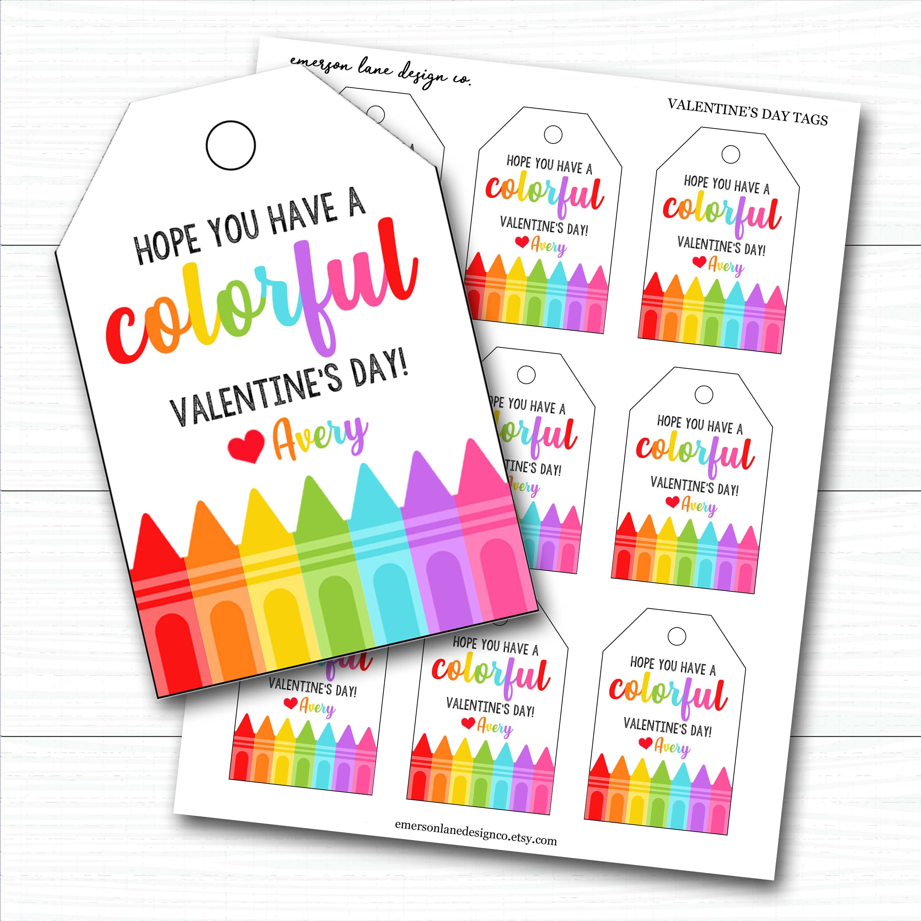 Crayon Valentine's Day Tag Crayon Valentine's Tag | Etsy
