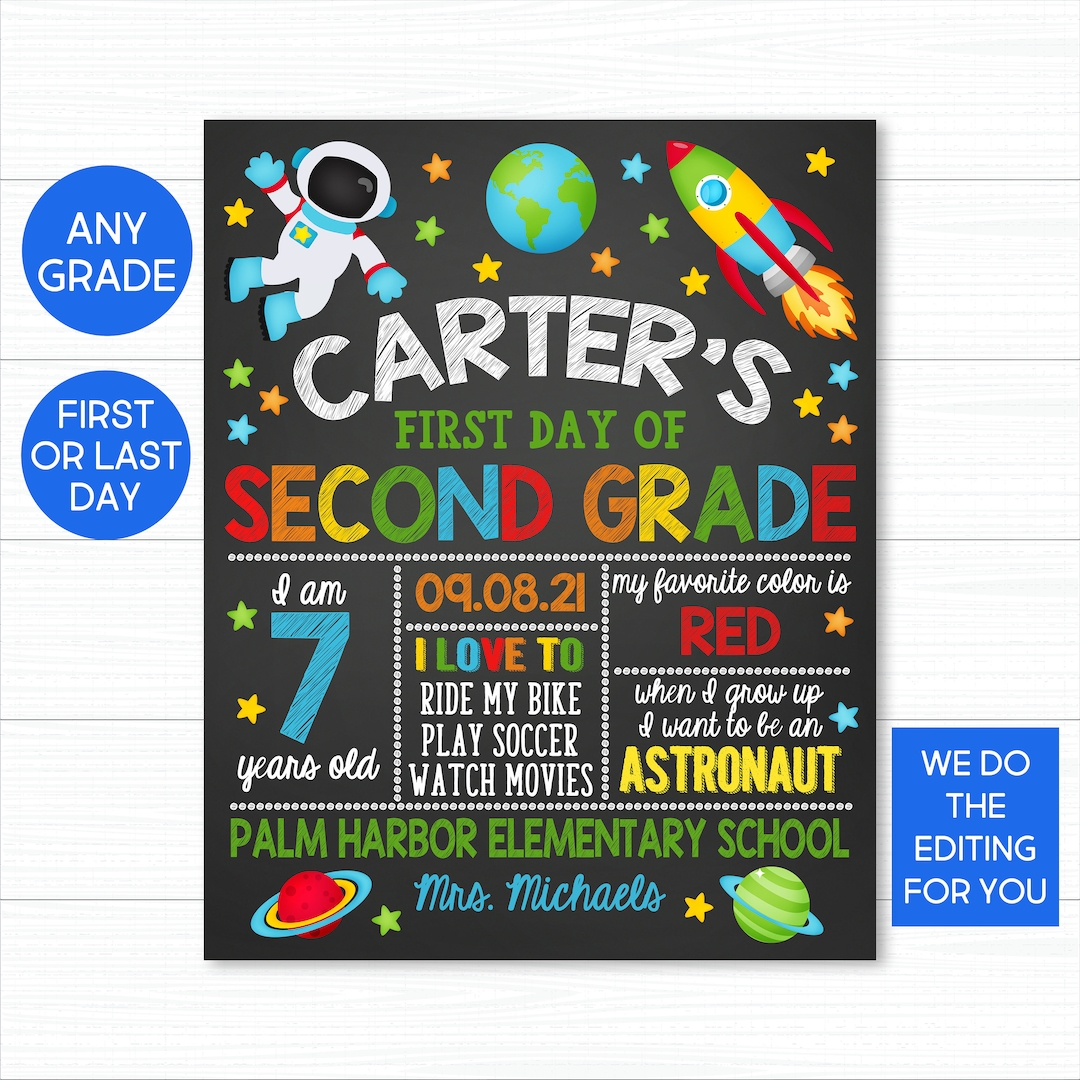 Astronaut First Day of School Sign, Outer Space First Day of School ...