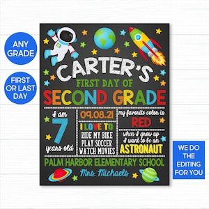 Astronaut First Day of School Sign, Outer Space First Day of School ...