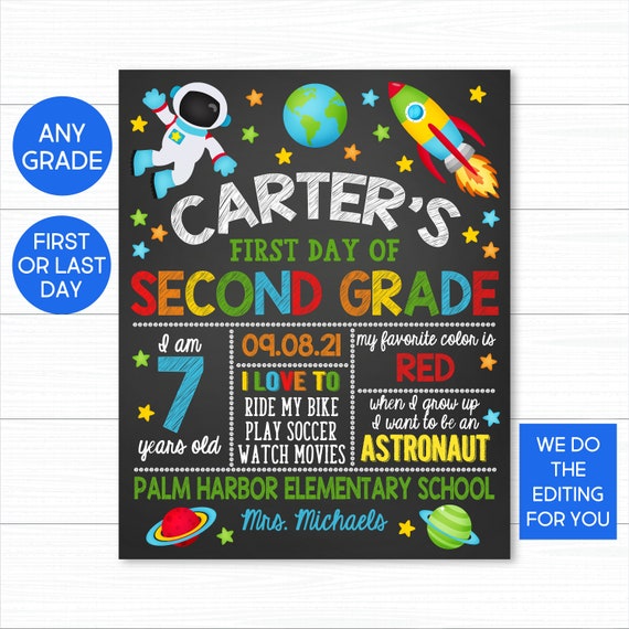 Astronaut First Day of School Sign Outer Space First Day of | Etsy