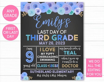 Last Day of School Sign PRINTABLE, Personalized Last Day of School Sign ...