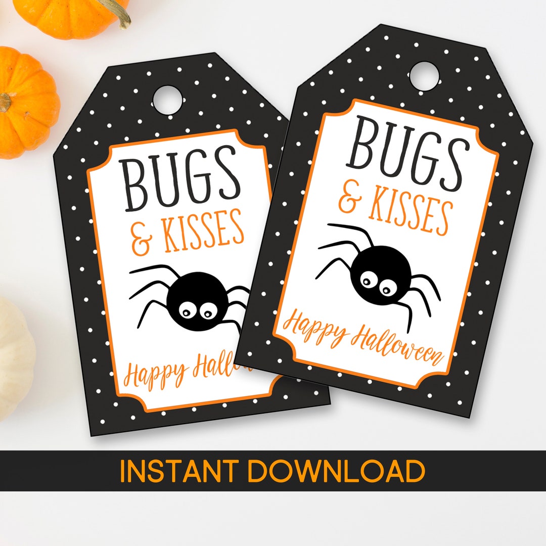 Halloween Tags, Halloween Treat Tags, Bugs and Kisses Halloween Tags ...