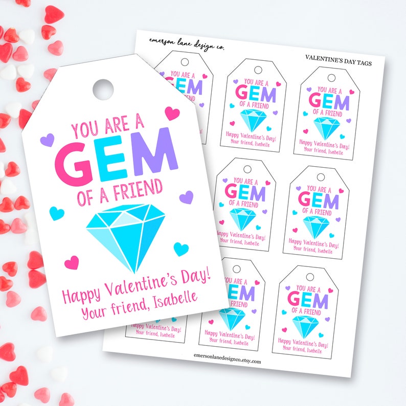Gem Valentine's Day Tag Gem Valentine's Tag Gem of a - Etsy