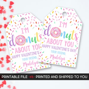 Donut Valentine's Day Tag, Donut Valentine's Tag, Donuts About You ...