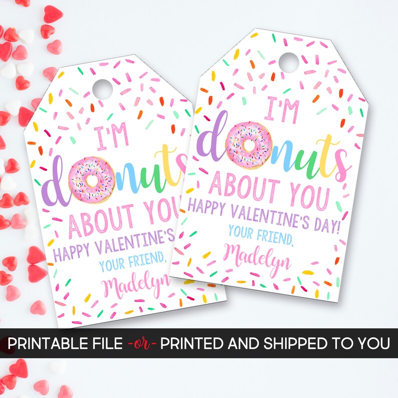 Donut Valentine's Day Tag Donut Valentine's Tag - Etsy