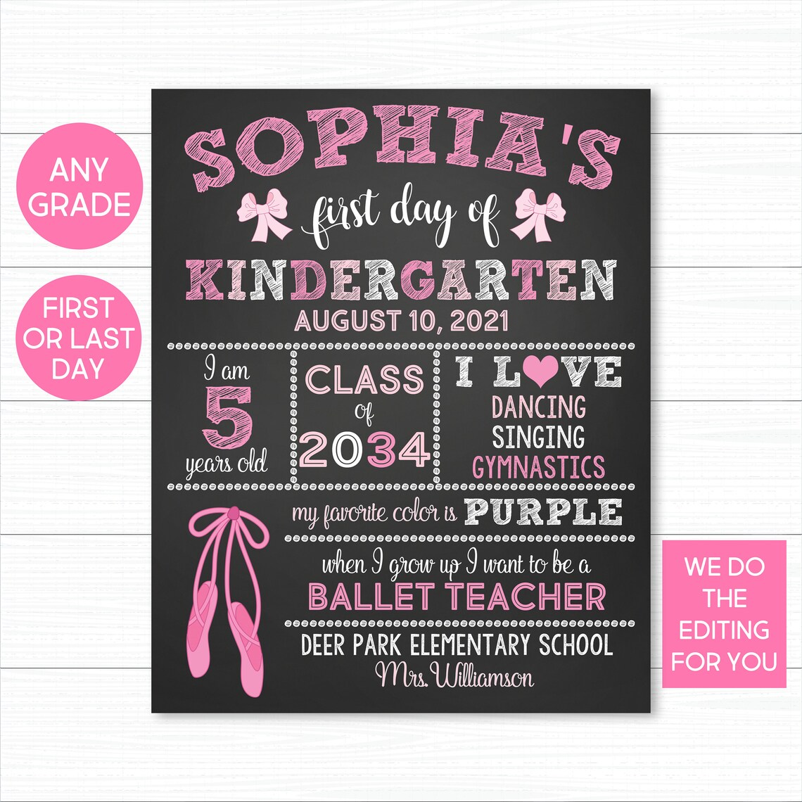 First Day of School Sign Ballet First Day of School Sign - Etsy
