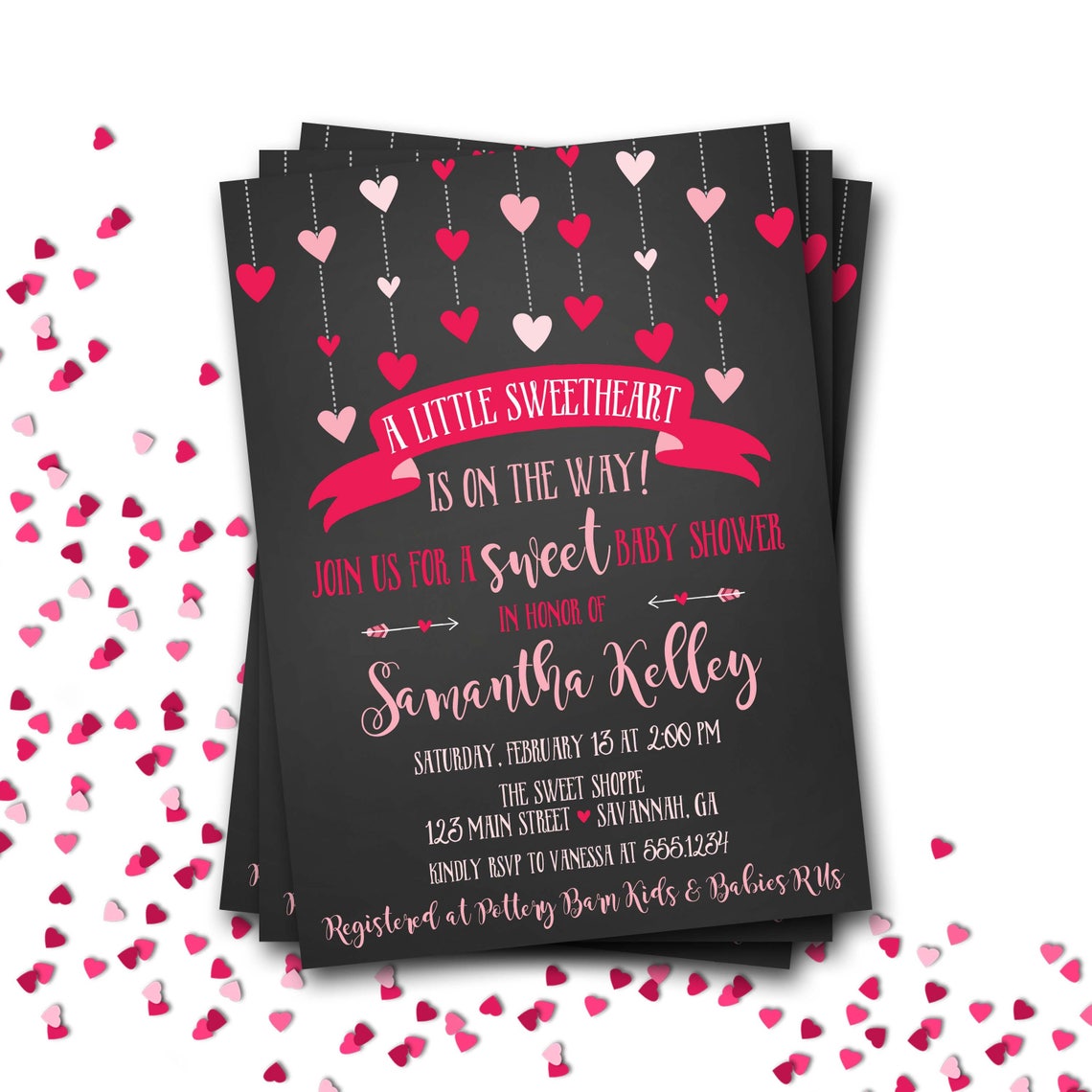 Heart Baby Shower Invitation Sweetheart Baby Shower - Etsy