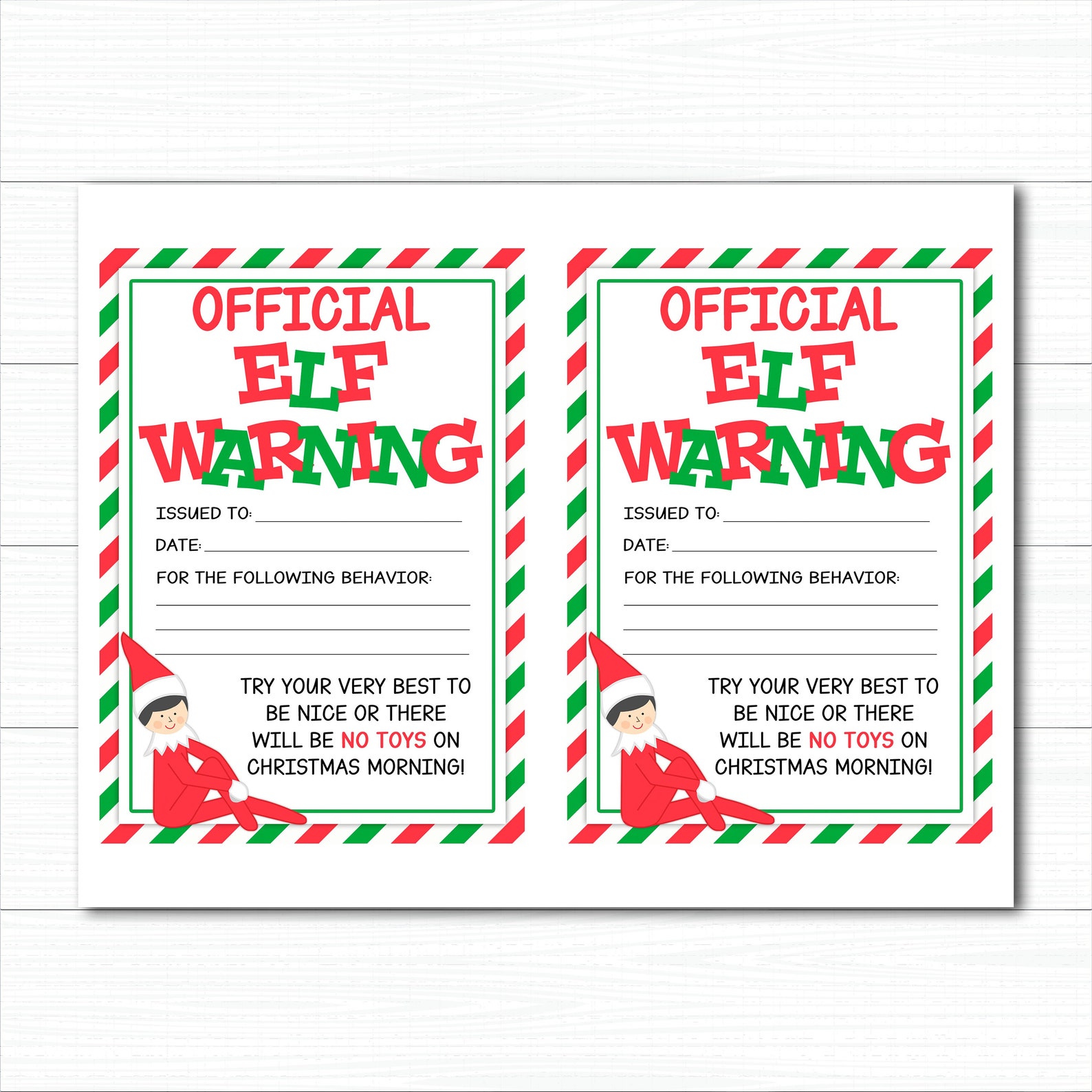 PRINTABLE Elf Warning Note Elf Warning Card Official Elf - Etsy