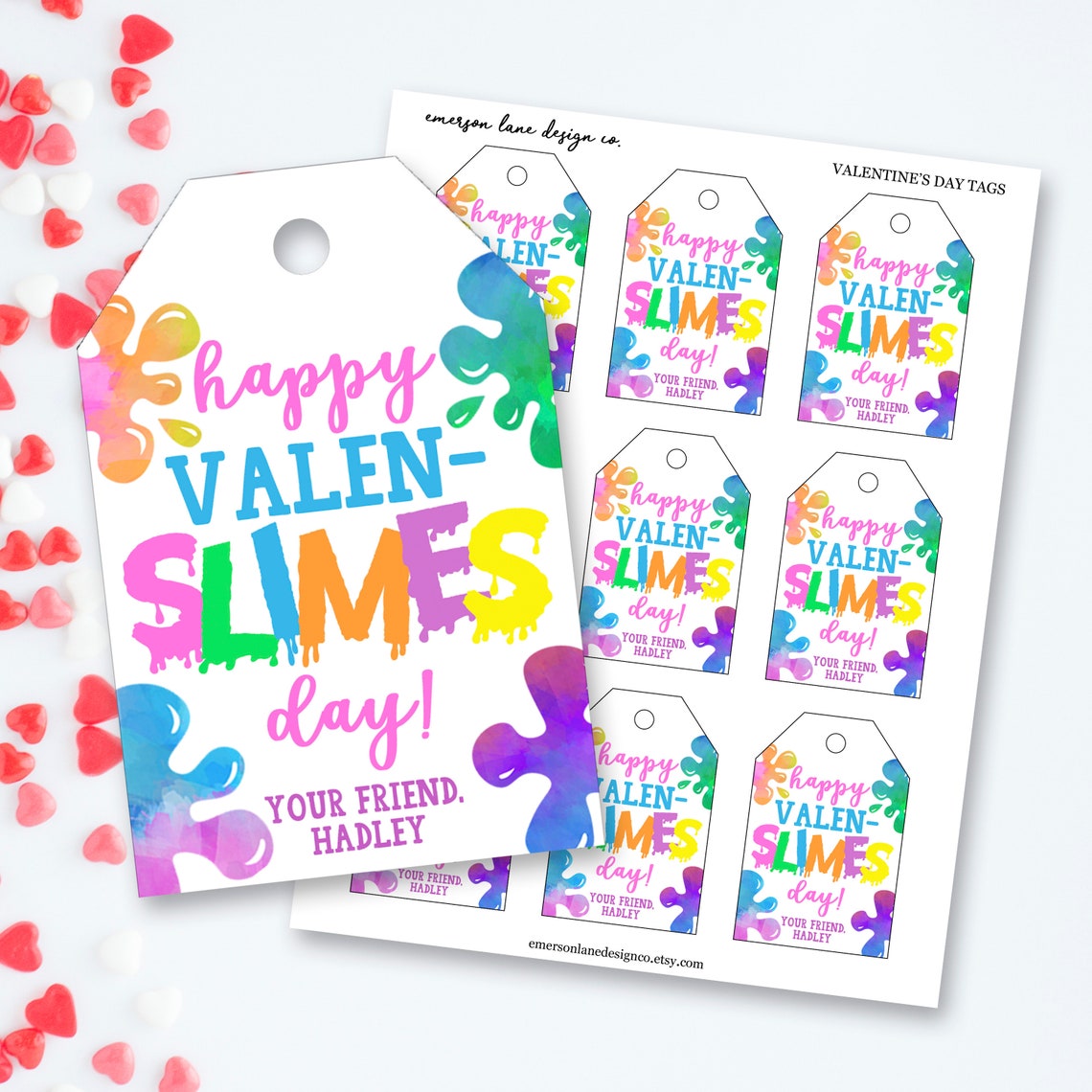 Valentine's Day Tag Slime Valentine's Tag Valenslime - Etsy