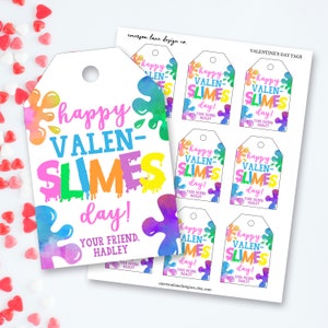 Valentine's Day Tag, Slime Valentine's Tag, Valenslime Tag, Slime Favor ...