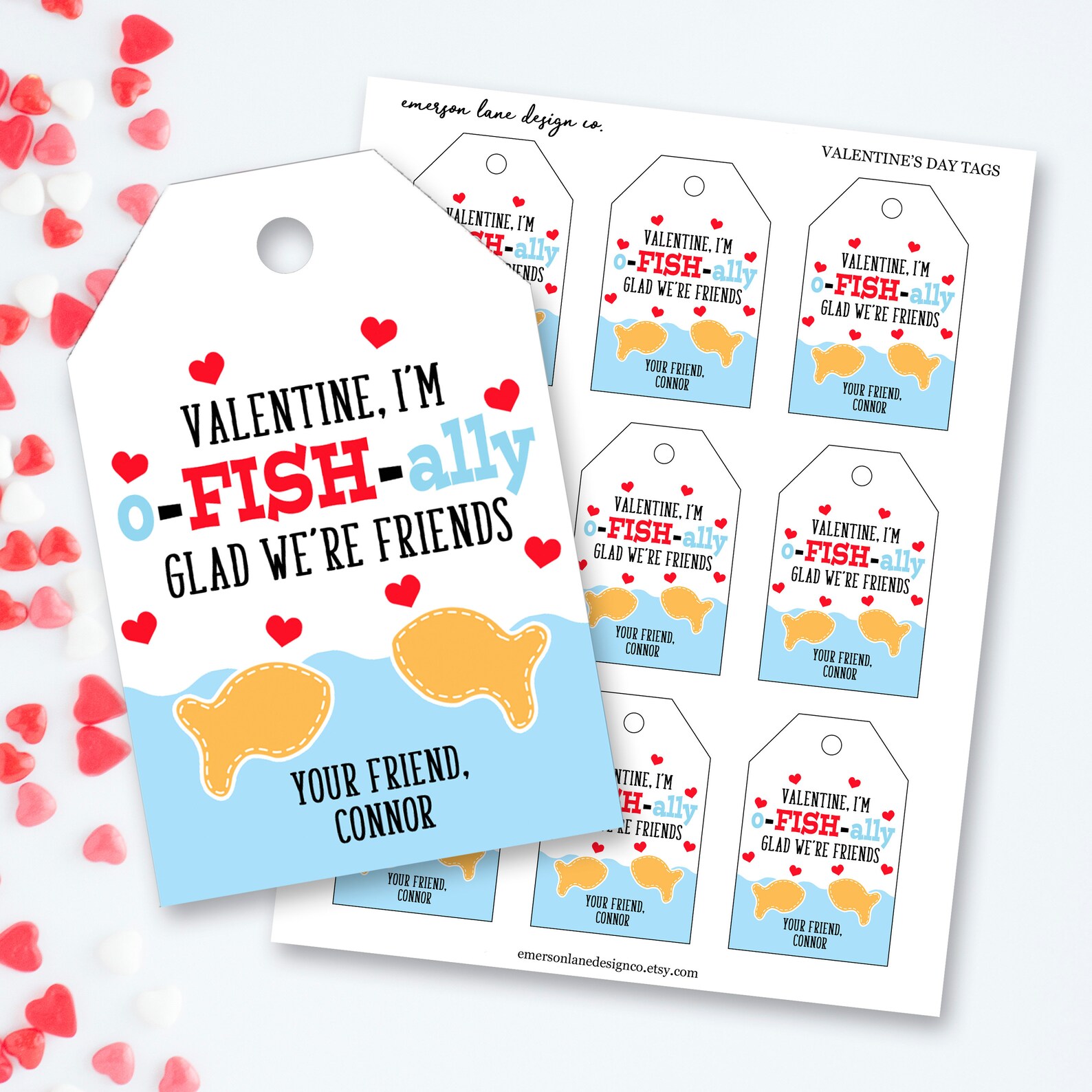Fish Valentine's Day Tag, O-fish-ally, Fish Tag, Personalized Valentine ...