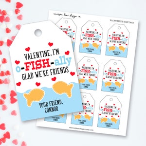 Fish Valentine's Day Tag, Goldfish Valentine's Tag, O-fish-ally, Fish ...