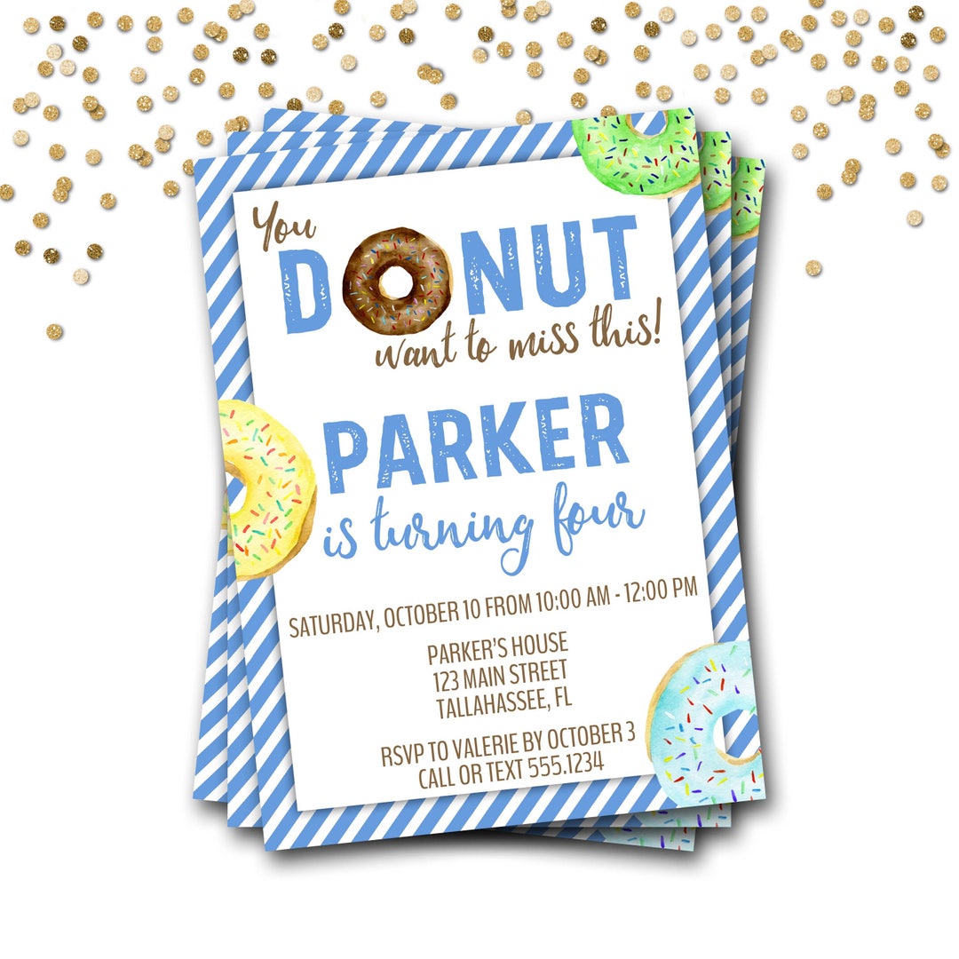 Donut Birthday Invitation, Donut Boy Birthday Invitation, Donut ...