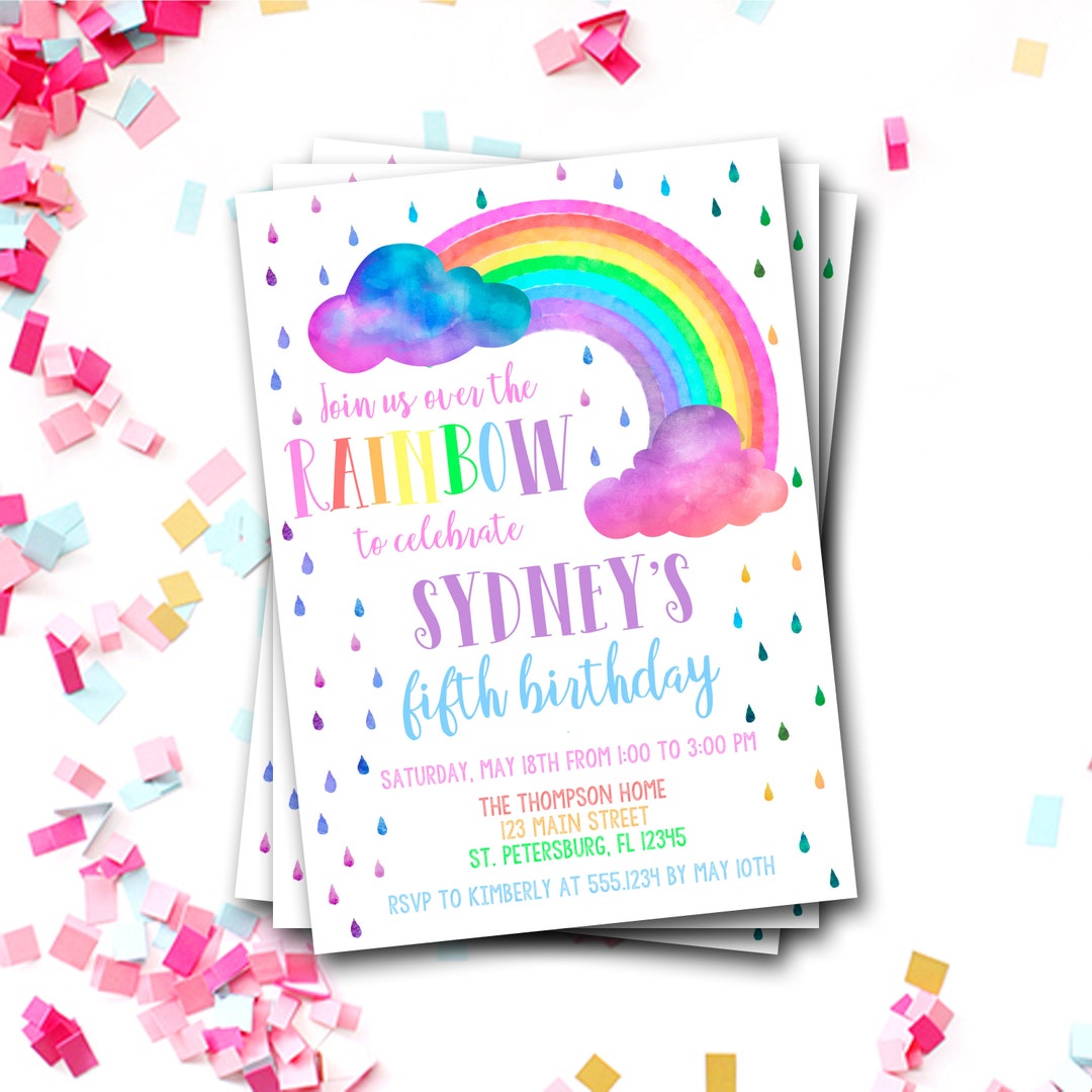 Rainbow Birthday Invitation, Rainbow Invitation, Over the Rainbow ...