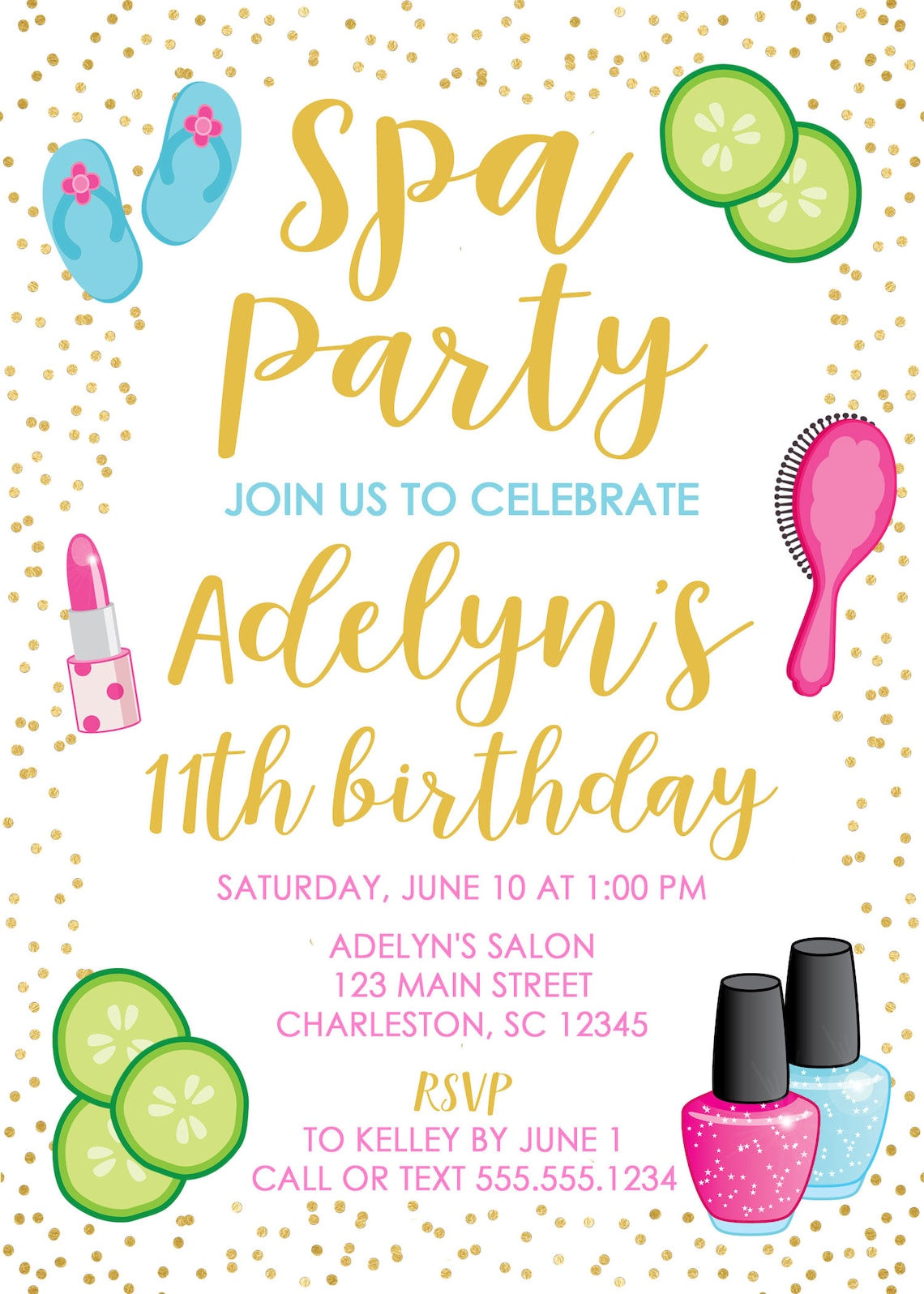 Spa Birthday Invitation Spa Party Invitation Salon Party - Etsy