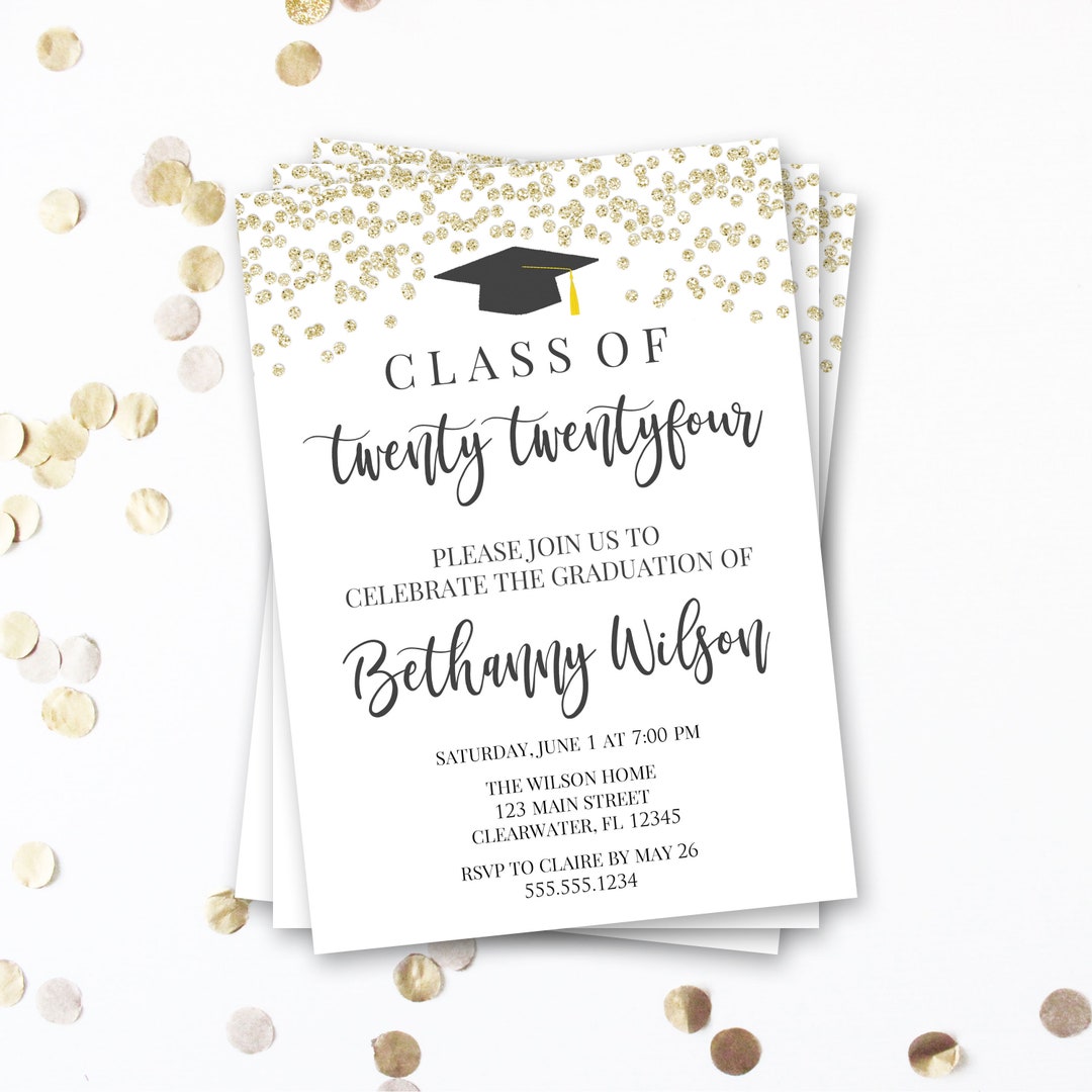 Graduation Invitation, Class of 2024, Graduation Announcement ...