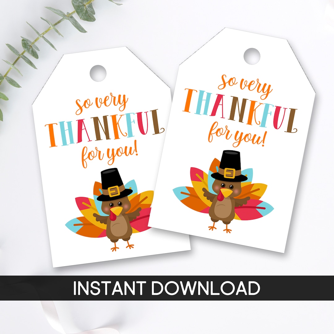 PRINTABLE Thanksgiving Tags, Thanksgiving Treat Tags, Thankful for You ...