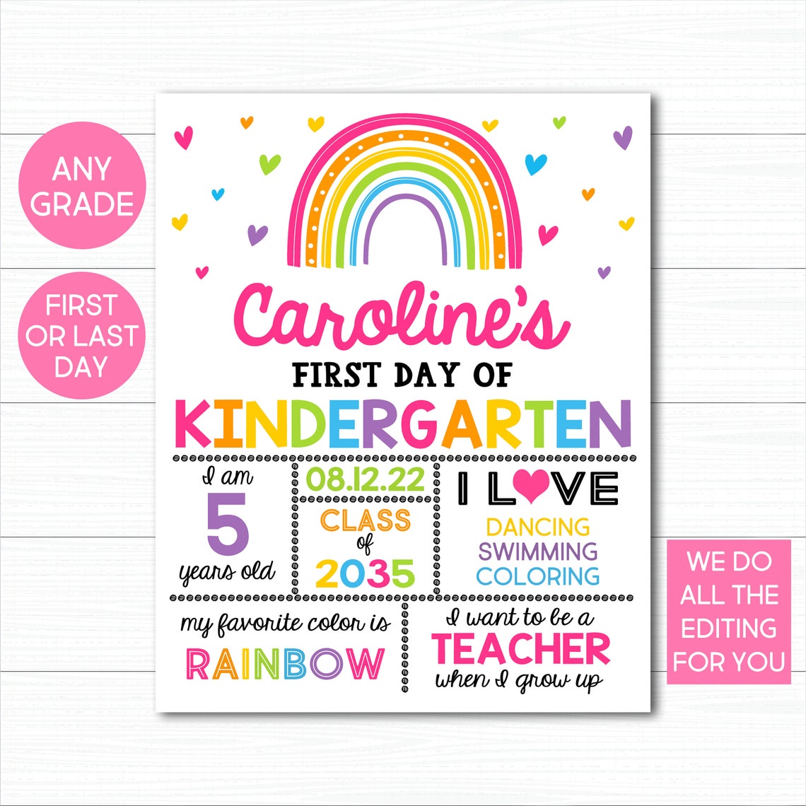 First Day of School Sign Rainbow First Day of School Sign - Etsy