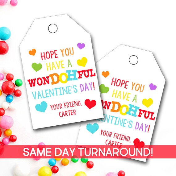 Valentine's Day Tag Wondohful Playdough Valentine's | Etsy