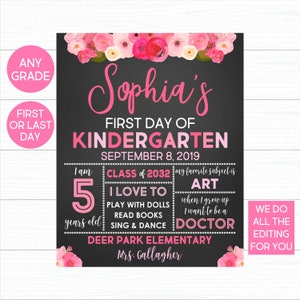 First Day of School Sign, Girl First Day of School Sign, Back to School ...