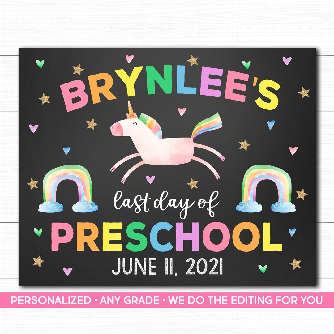 Last Day of School Sign PRINTABLE, Unicorn Last Day of School Sign ...