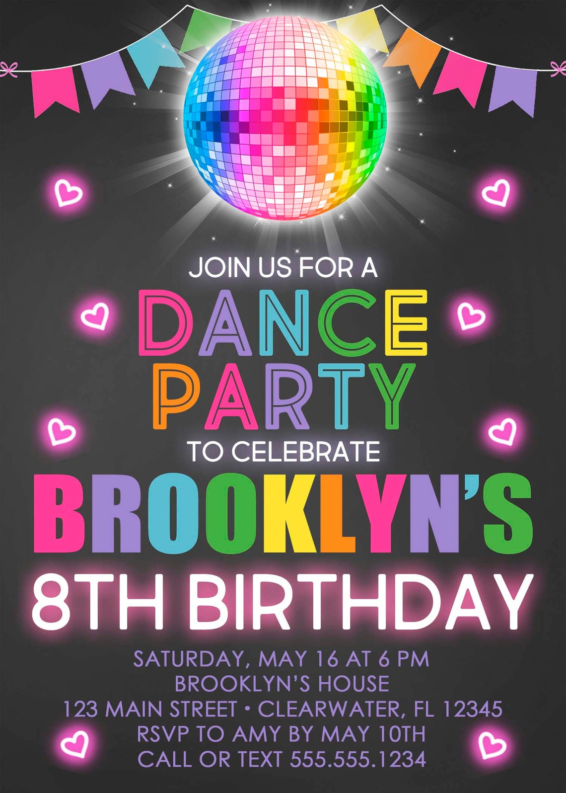 Dance Party Birthday Invitation Dance Party Invitation Glow | Etsy