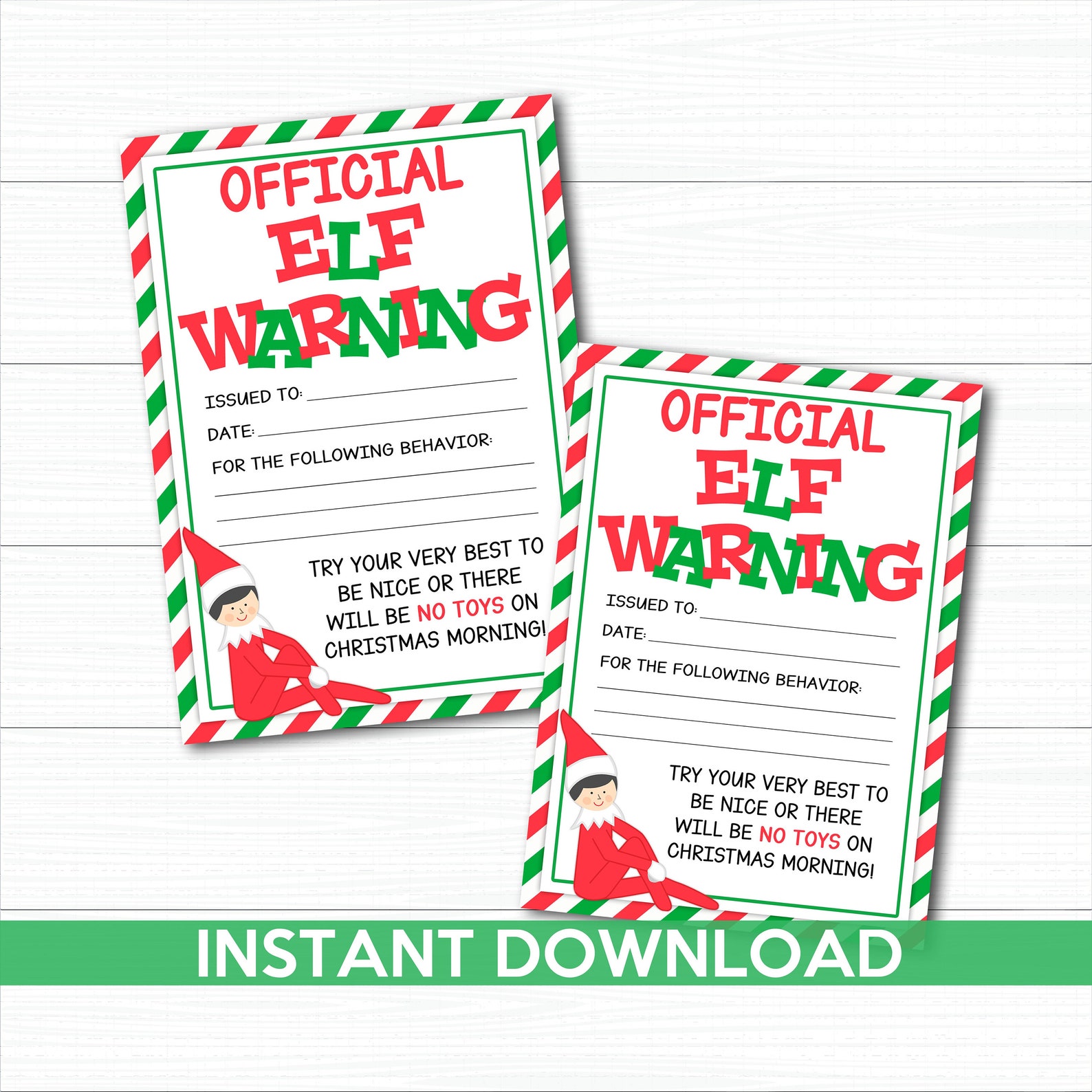 PRINTABLE Elf Warning Note Elf Warning Card Official Elf - Etsy