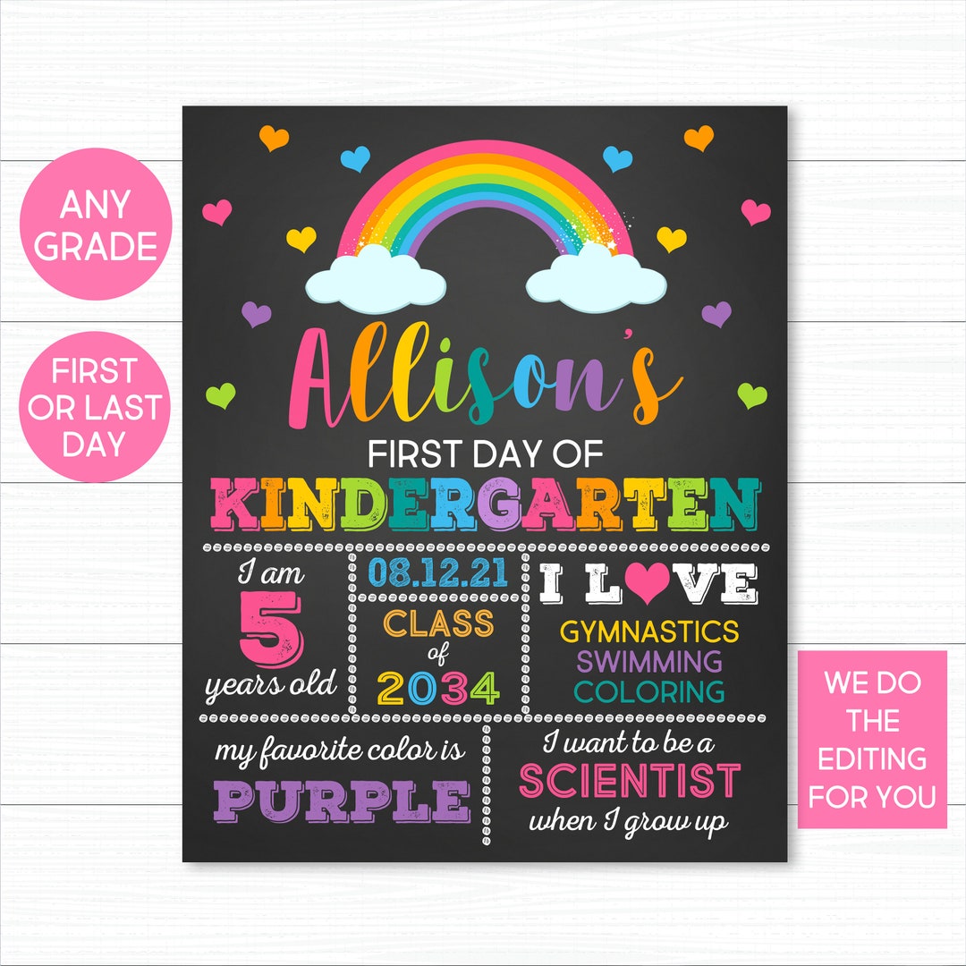 First Day of School Sign, Rainbow First Day of School Sign, First Day ...