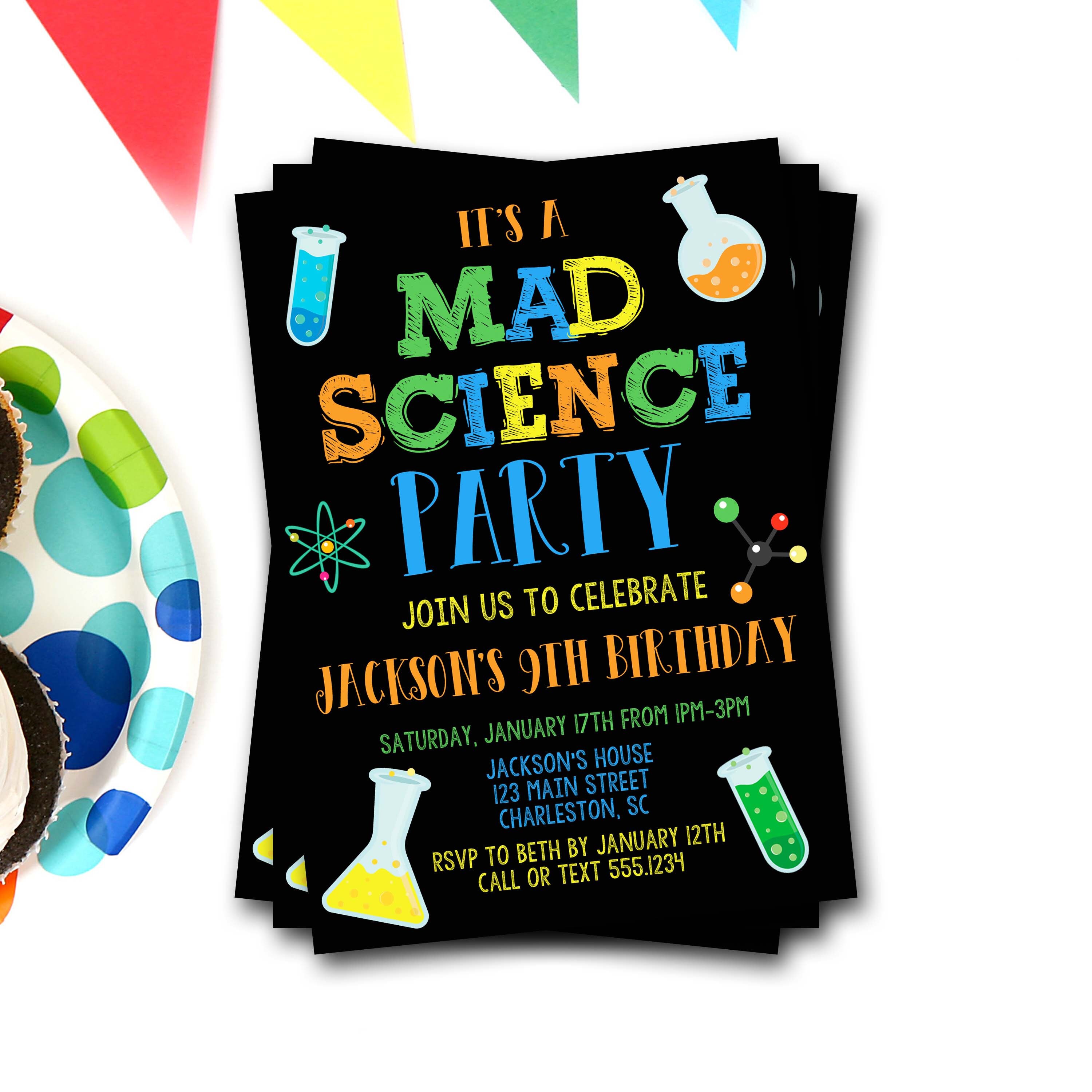 Mad Science Birthday Invitation: Lab Theme (digital or Printed) - Etsy
