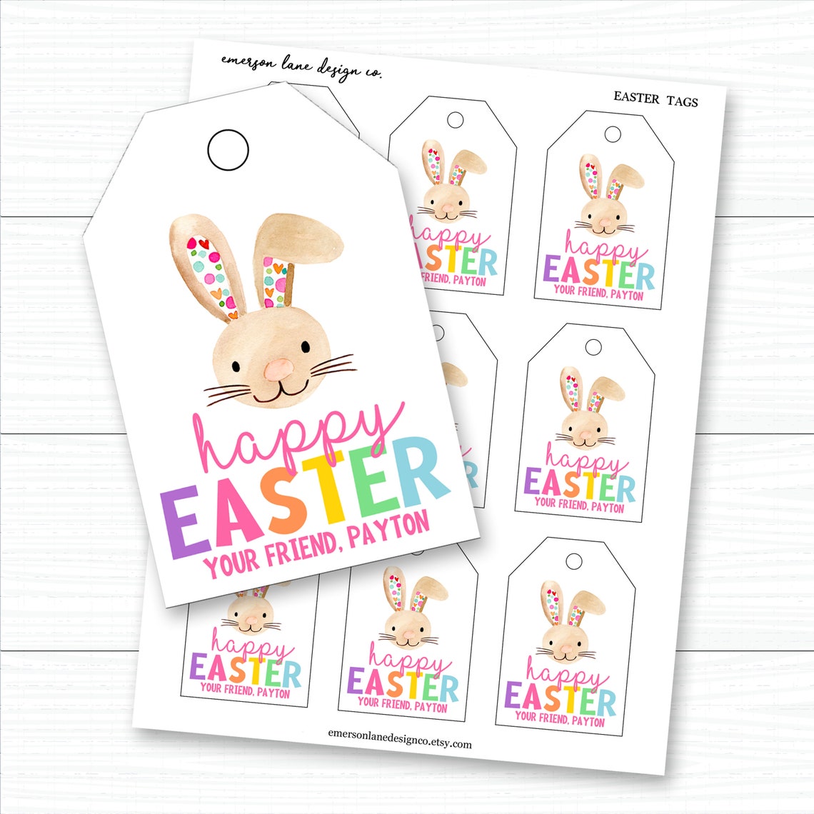 Easter Tags Printable Easter Tags Easter Bunny Tags Rainbow - Etsy