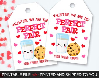 Valentine Stickers Milk and Cookies Girls Valentines Card Labels the ...